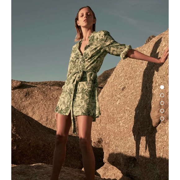 Zara | Dresses | Nwt Zara Safari Palm Tree Short Shirt Dress | Poshmark